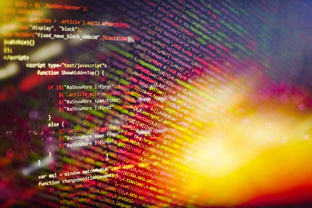 Premium Photo | Abstract computer script code. programming code screen of software developer ...