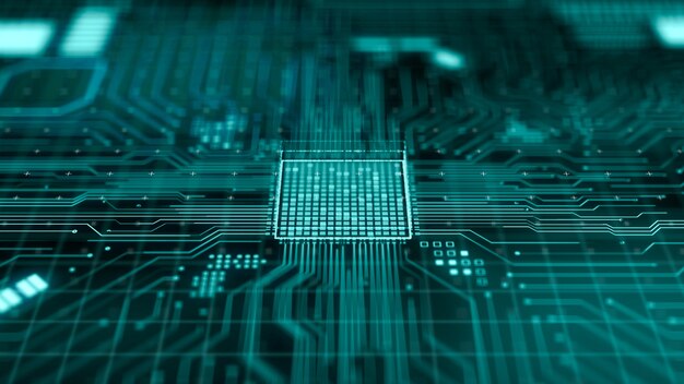 Premium Photo | Abstract futuristic central processing unit or microchip inside computer ...