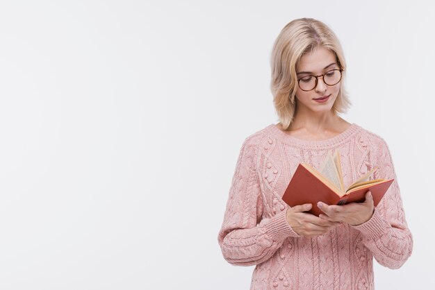 Free Photo Beautiful Blonde Girl Reading A Book