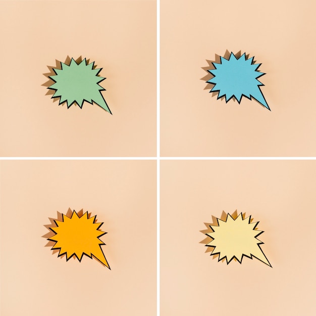 Free Photo | Colorful empty speech bubbles set on beige background Free Photo | Colorful empty speech bubbles set on beige background