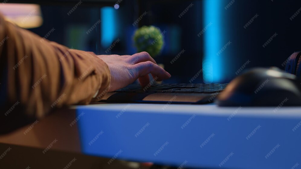 Free Photo | Computer peripherals used by programmer to write lines of ...