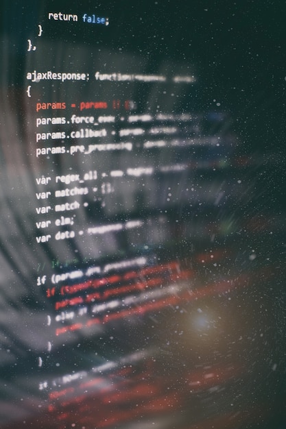 Premium Photo | Css, javascript and html usage. monitor closeup of ...