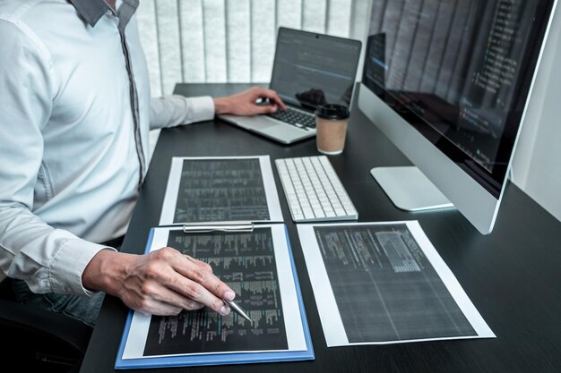 Premium Photo | Developer programmer working on project in software ...