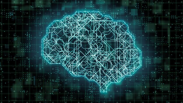 Premium Photo | Artificial intelligence brain animation. digital brain big data deep learning ...