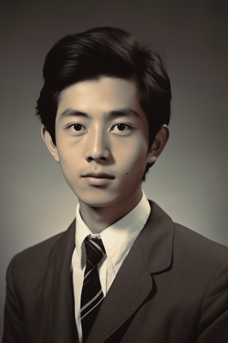 Free Photo | Front view young man posing vintage portrait