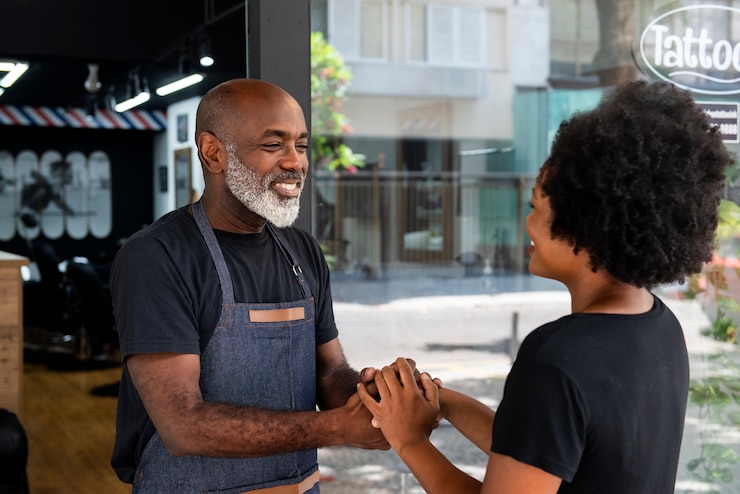 Free Photo | Latino hair salon owner preparing for clients Free Photo | Latino hair salon owner preparing for clients