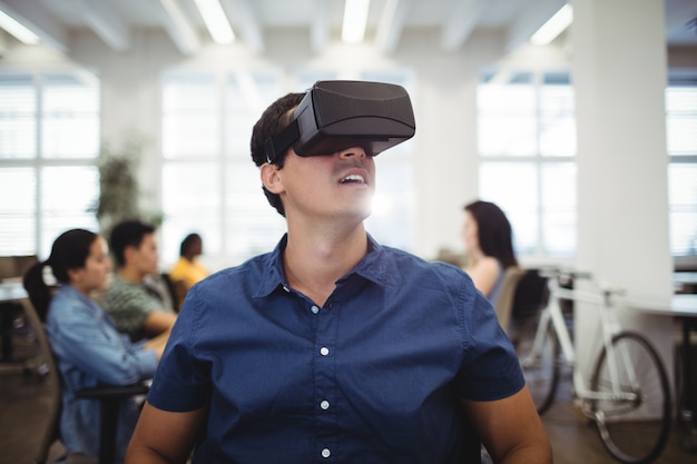 Free Photo | Man using virtual reality headset Free Photo | Man using virtual reality headset