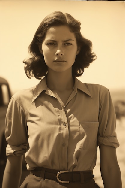 Free Photo Medium Shot Woman Posing Vintage Portrait