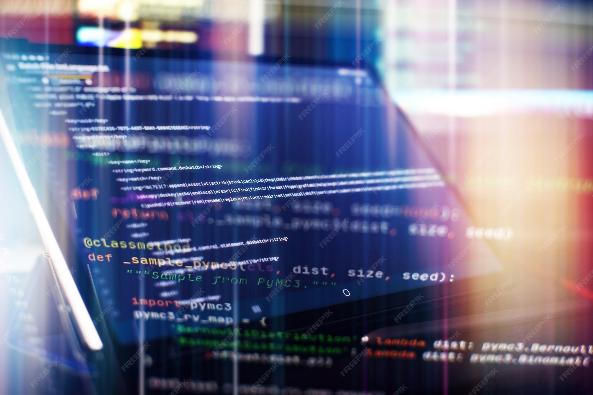 Premium Photo | Monitor closeup of function source code abstract it ...