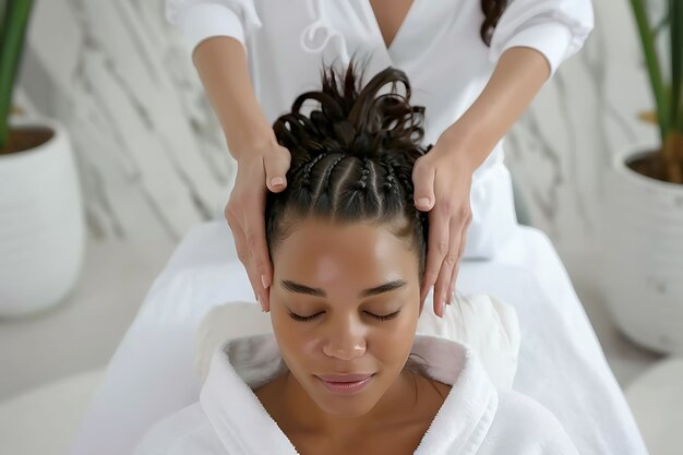 Free Photo Person Enjoying A Scalp Massage At Spa