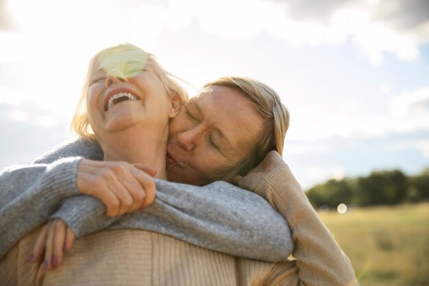 Free Photo Portrait Of Romantic Elderly Lesbian Couple