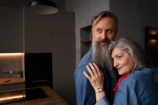 Free Photo Senior Couple Dancing At Home