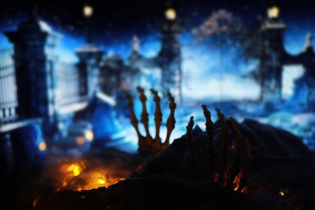 Premium Photo | Skeleton zombie hand rising out of graveyard - halloween Premium Photo | Skeleton zombie hand rising out of graveyard - halloween