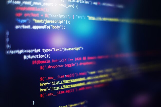 Premium Photo | Software developer programming code. abstract computer ...