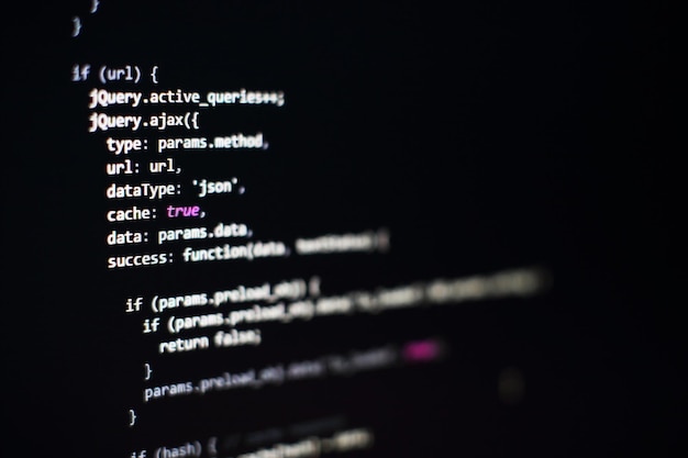Premium Photo | Software developer programming code. abstract computer script code. selective focus