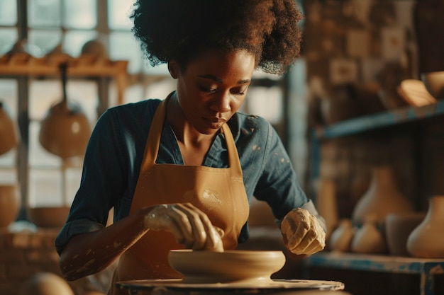 Talented Woman Doing Pottery Ai Generated Image