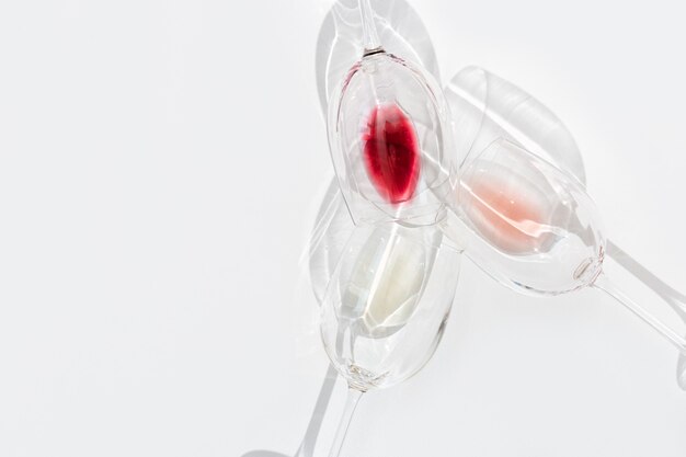 Premium Photo Assorted Wine In Glass Red Rose And White Wine Top View