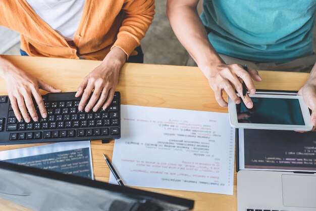 Premium Photo | Writing codes and typing data code technology ...