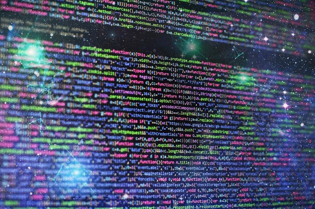 Premium Photo | Closeup developing programming and coding technologies ...