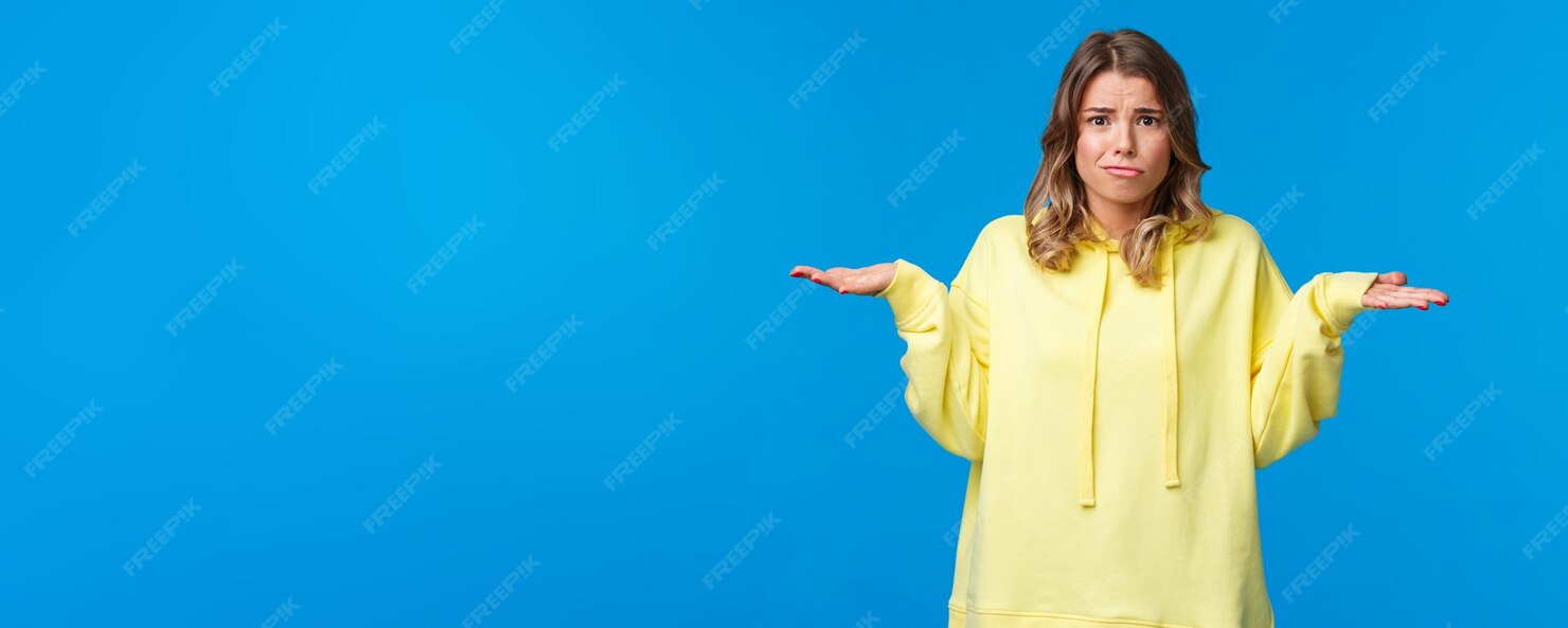Free Photo Whats Wrong Why Confused And Troubled Silly Blonde Girl Dont Understand What