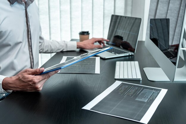 Premium Photo | Programmers working on a project in software development