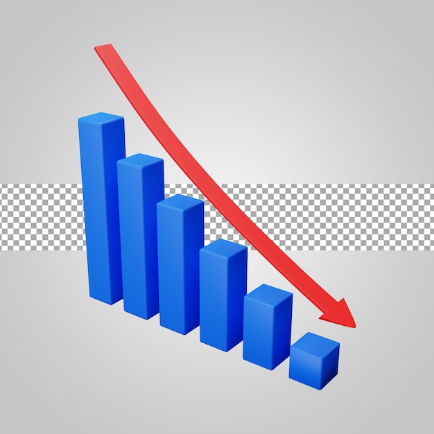 Premium PSD | Decrease 3d graph isolated on transparent background