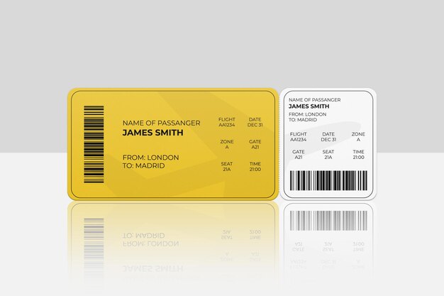 Premium Psd Elegant Rounded Corner Boarding Pass Or Airplane Ticket