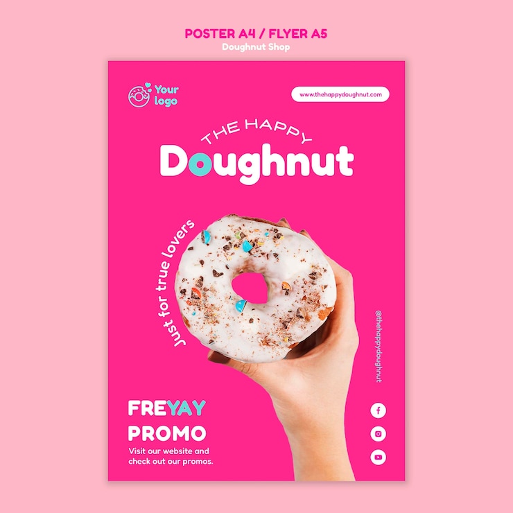 Free PSD | Flat design donut shop template Free PSD | Flat design donut shop template