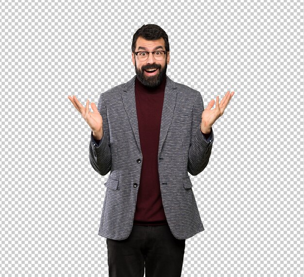 Premium Psd Handsome Man With Glasses With Shocked Facial Expression