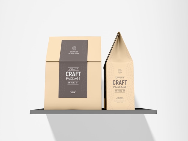 Premium PSD | Craft paper coffee bag mockup Premium PSD | Craft paper coffee bag mockup