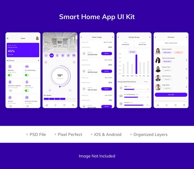 Premium PSD | Smart home app ui kit Premium PSD | Smart home app ui kit