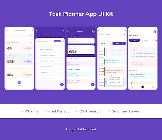 Premium PSD | Team amp task management app ui kit Premium PSD | Team amp task management app ui kit