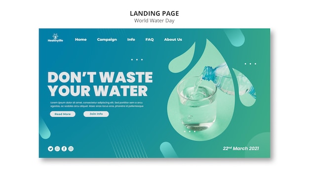 Premium Psd World Water Day Web Template