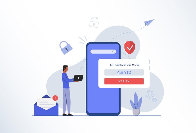 Premium Vector | Two step authentication vector illustration Premium Vector | Two step authentication vector illustration
