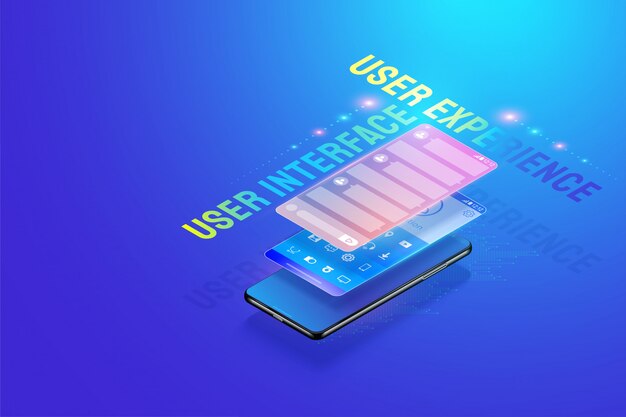 아이소 메트릭 일러스트레이션 컨셉 사용자 인터페이스 디자인 Ui Ux 프리미엄 벡터