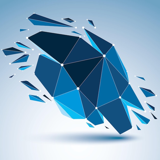 Premium Vector 3d Vector Digital Wireframe Object Broken Into Different Particles And