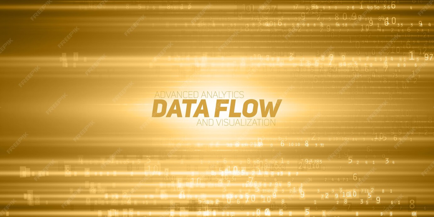 Free Vector | Abstract big data visualization. yellow flow of data as numbers strings ...