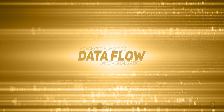Free Vector | Abstract big data visualization. yellow flow of data as numbers strings ...