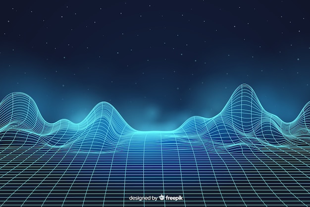Free Vector | Abstract digital landscape with particles background Free Vector | Abstract digital landscape with particles background