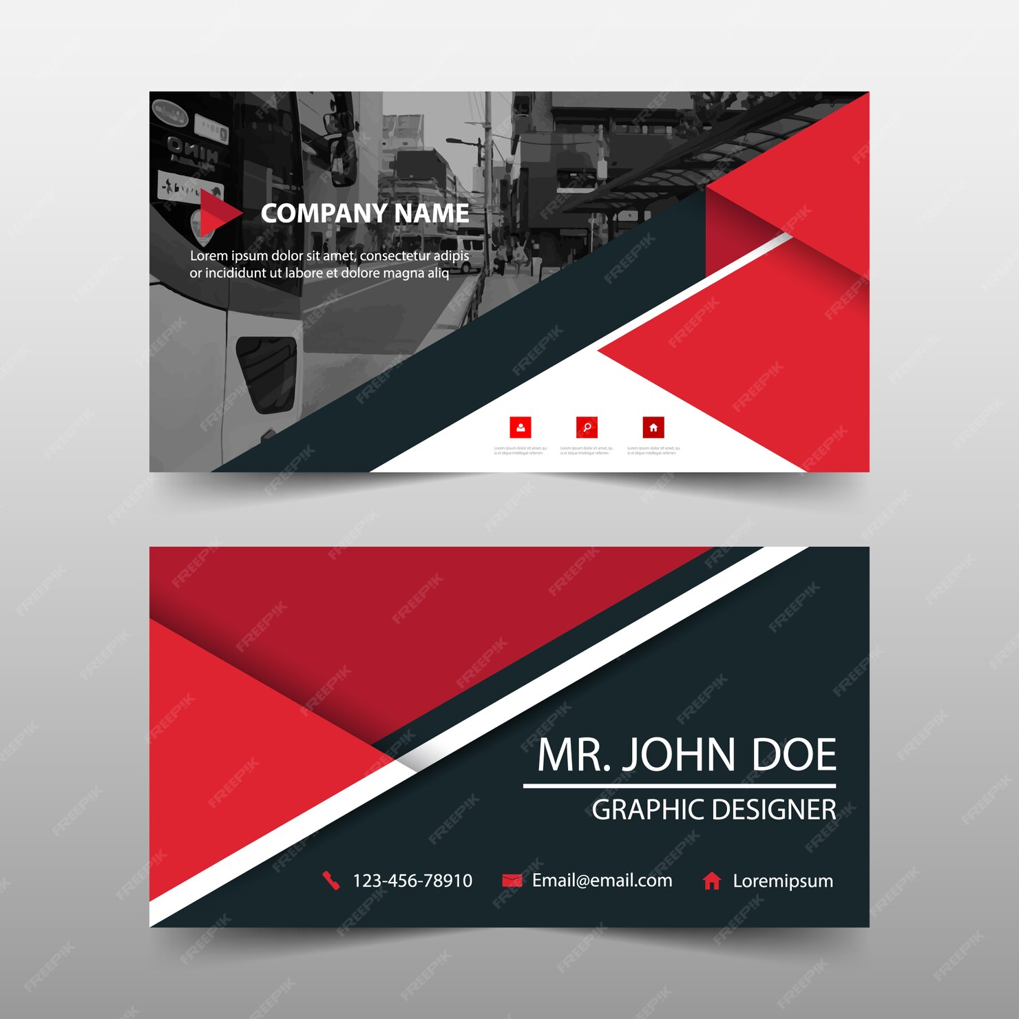 Free Vector Abstract Red Business Card Template Design