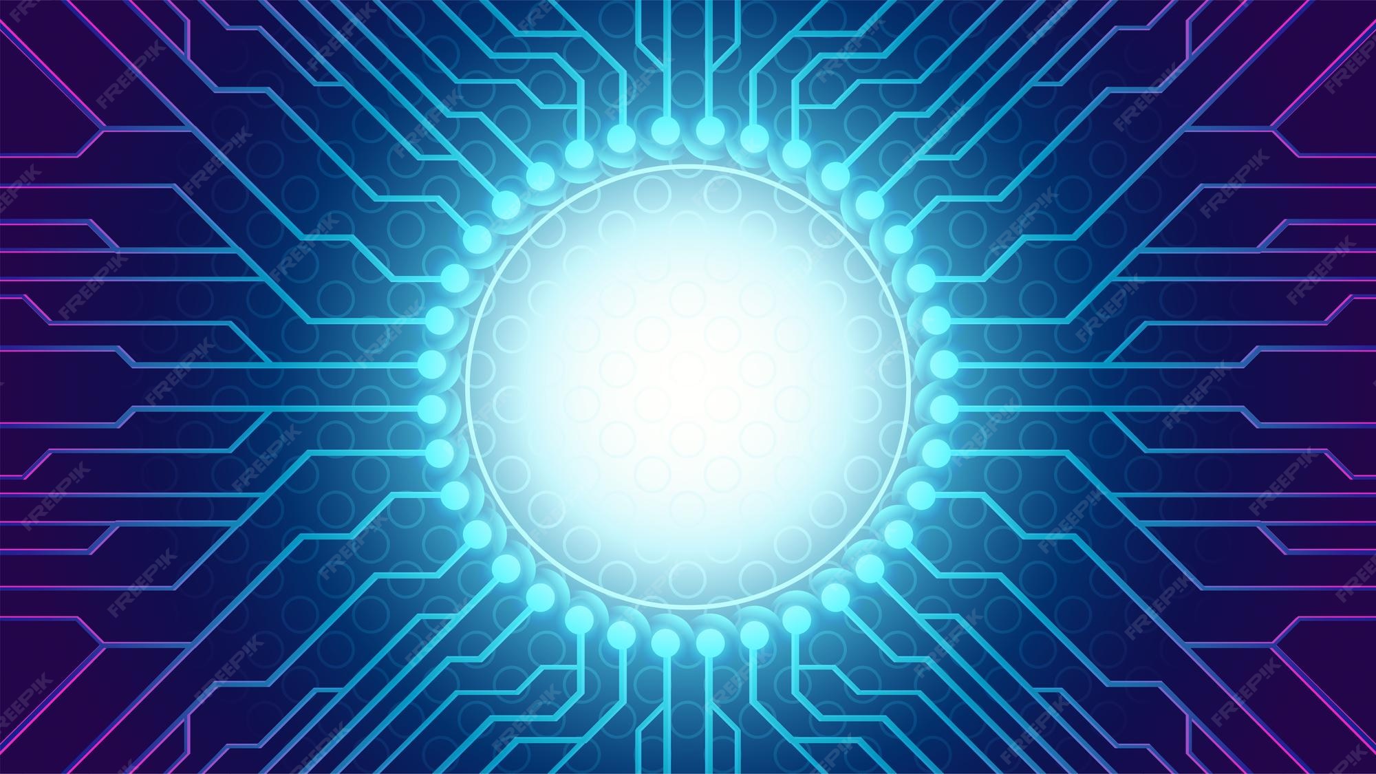 추상 기술 배경 회로 기판 기술 나무 패턴 벡터 일러스트 레이 션 공상 과학 Pcb 추적 데이터 전송 디자인 개념 사이버 펑크