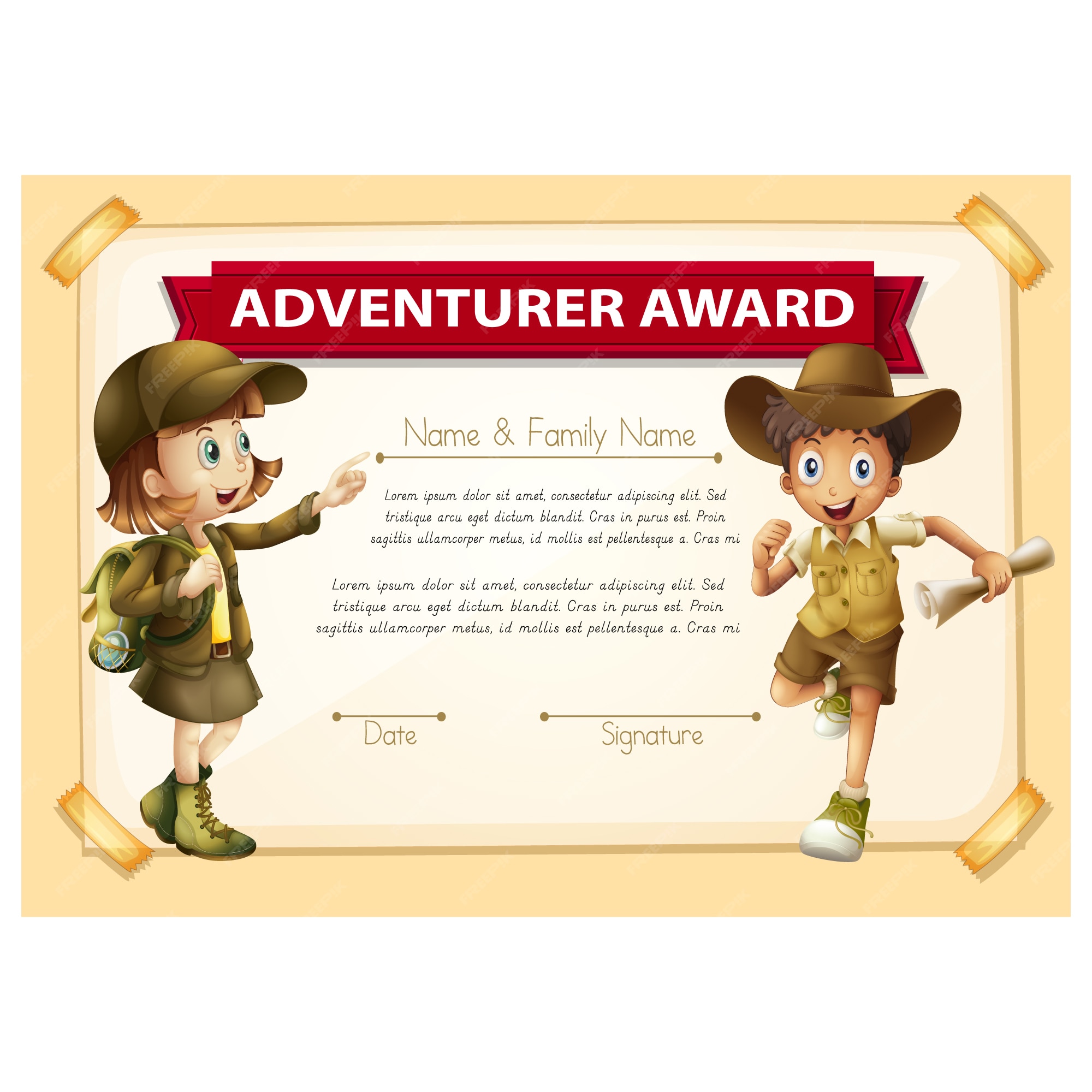 Premium Vector | Adventure certificate template Premium Vector | Adventure certificate template