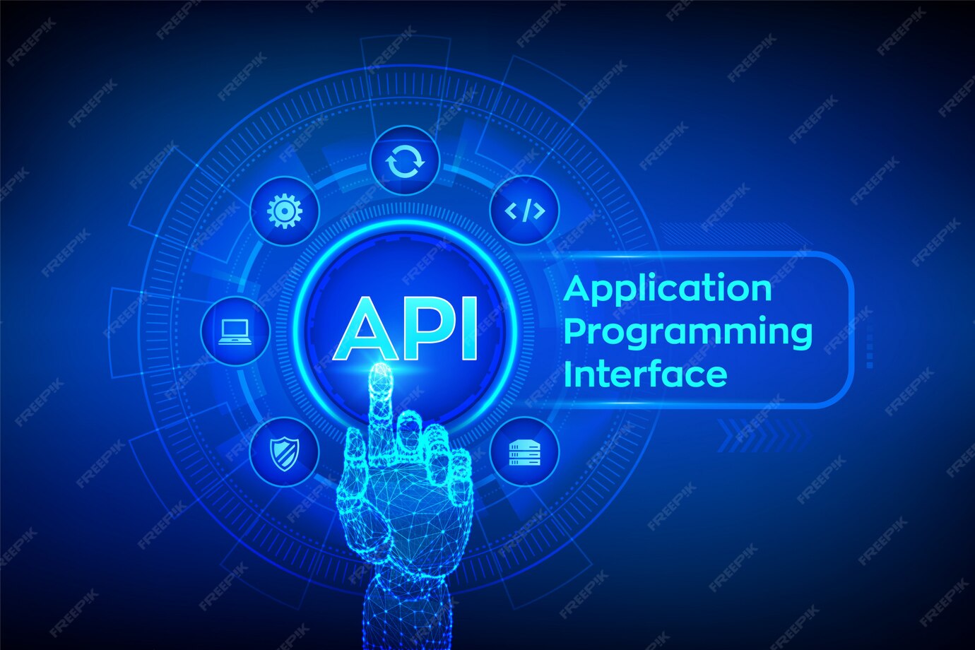 Premium Vector | Api. application programming interface. robotic hand ...
