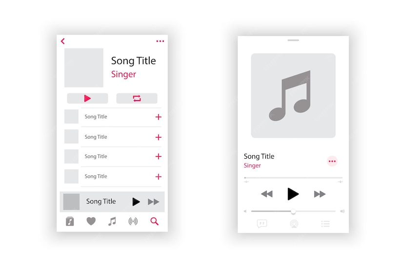 Premium Vector | Audio player interface music player app interface ...