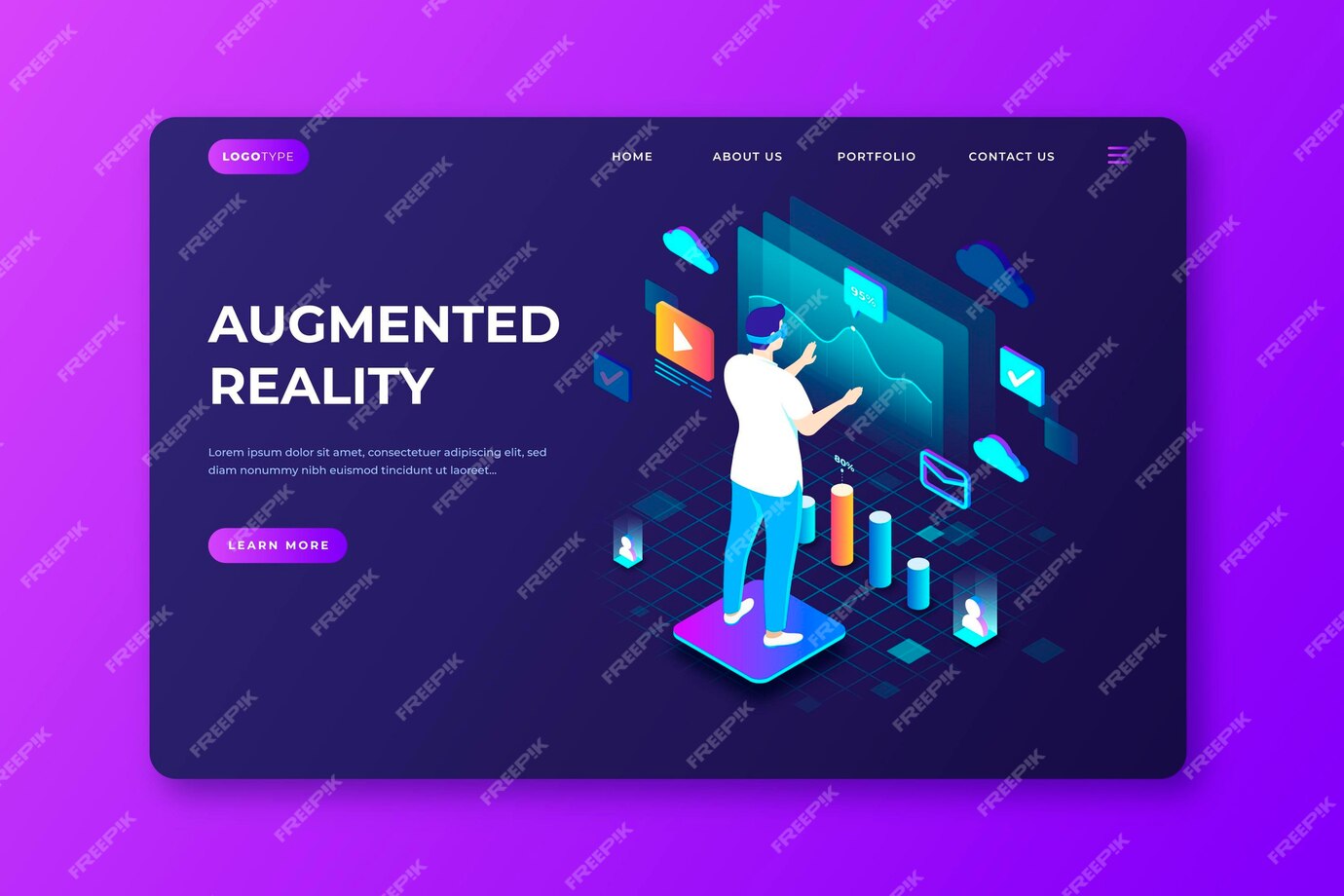 Free Vector | Augmented reality concept - landing page Free Vector | Augmented reality concept - landing page