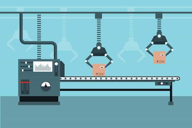 Premium Vector | Automated industrial production line Premium Vector | Automated industrial production line