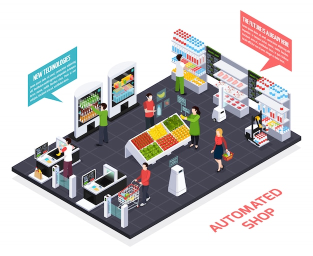 Free Vector | Automated Shop Isometric Composition Free Vector | Automated Shop Isometric Composition