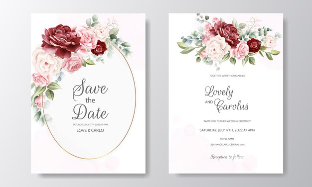 Premium Vector Beautiful Floral Wreath Wedding Invitation Card Template