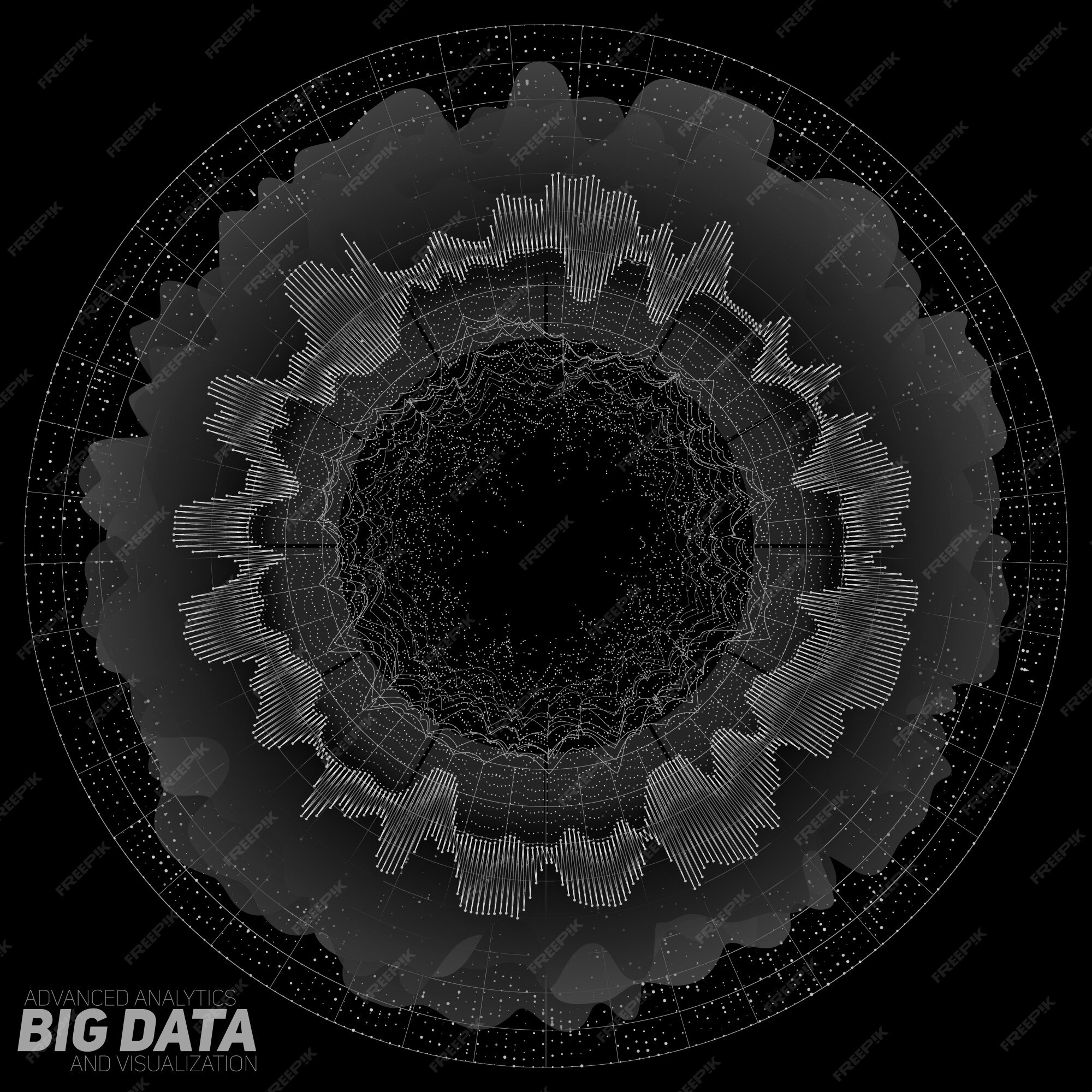 Free Vector Big Data Grayscale Visualization Visual Data Complexity