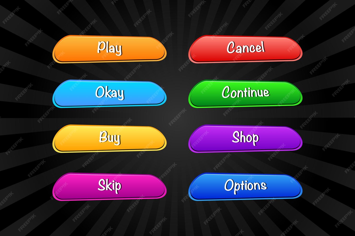 Premium Vector | Big set buttons for games and app glass game ui kit ...